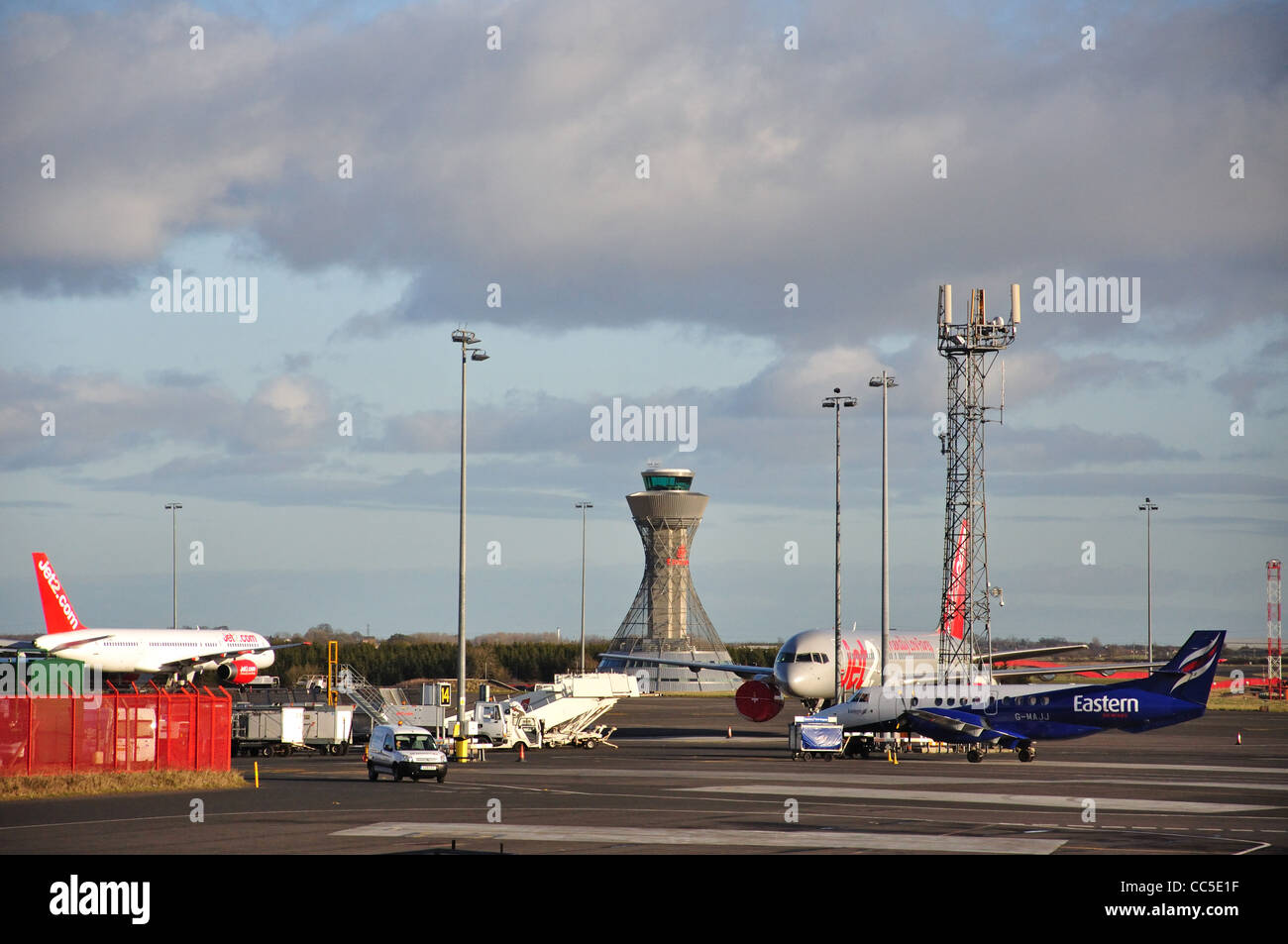 Aircraft on tarmac at Newcastle International Airport, Newcastle upon ...