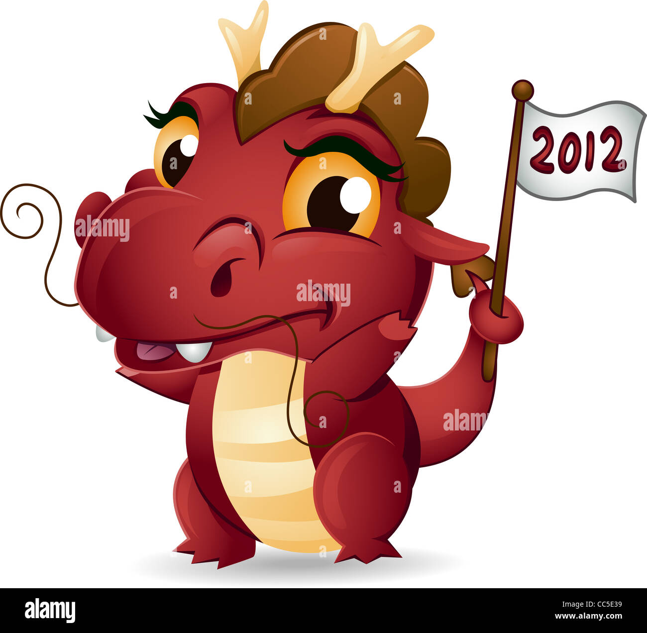 Illustration of a Dragon Holding a New Year Flag Stock Photo - Alamy