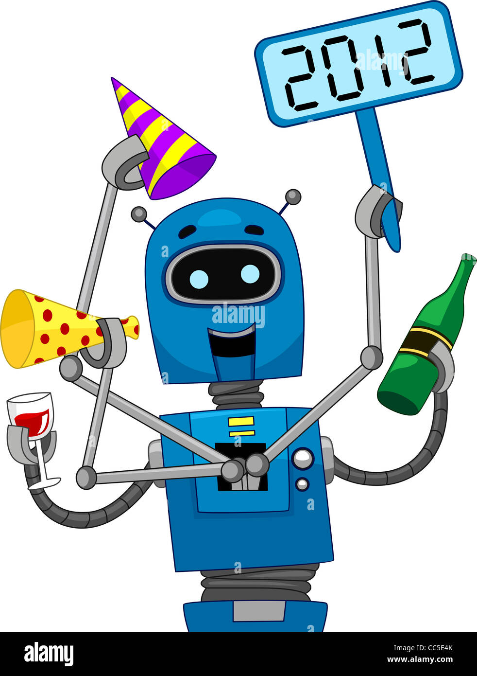Illustration of a Robot Celebrating the New Year Stock Photo - Alamy