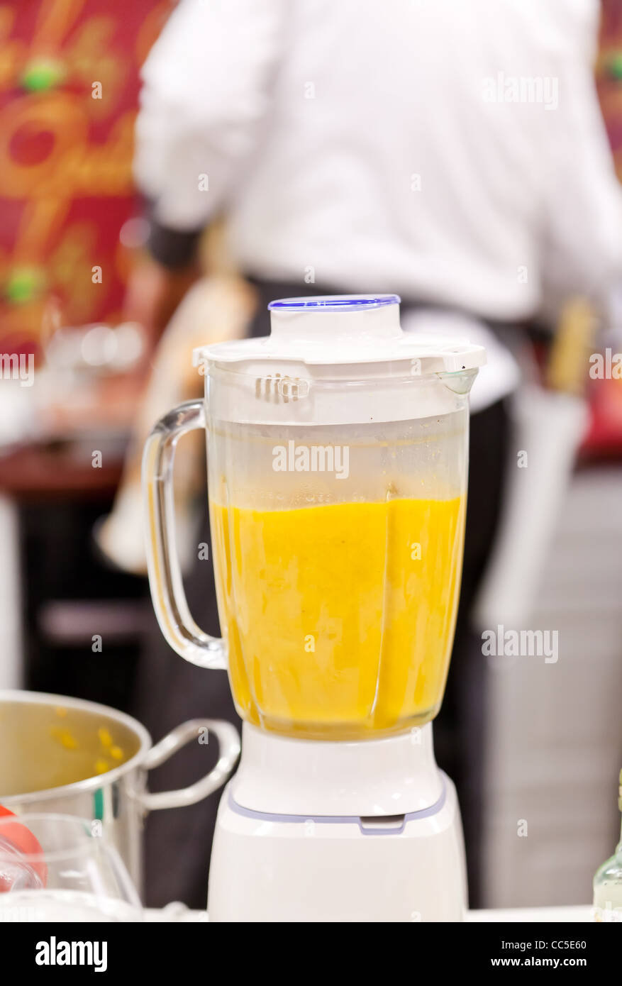 chef with a blender Stock Photo - Alamy