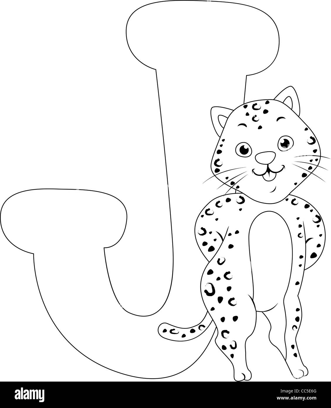 Coloring Page Illustration Featuring a Jaguar Stock Photo - Alamy
