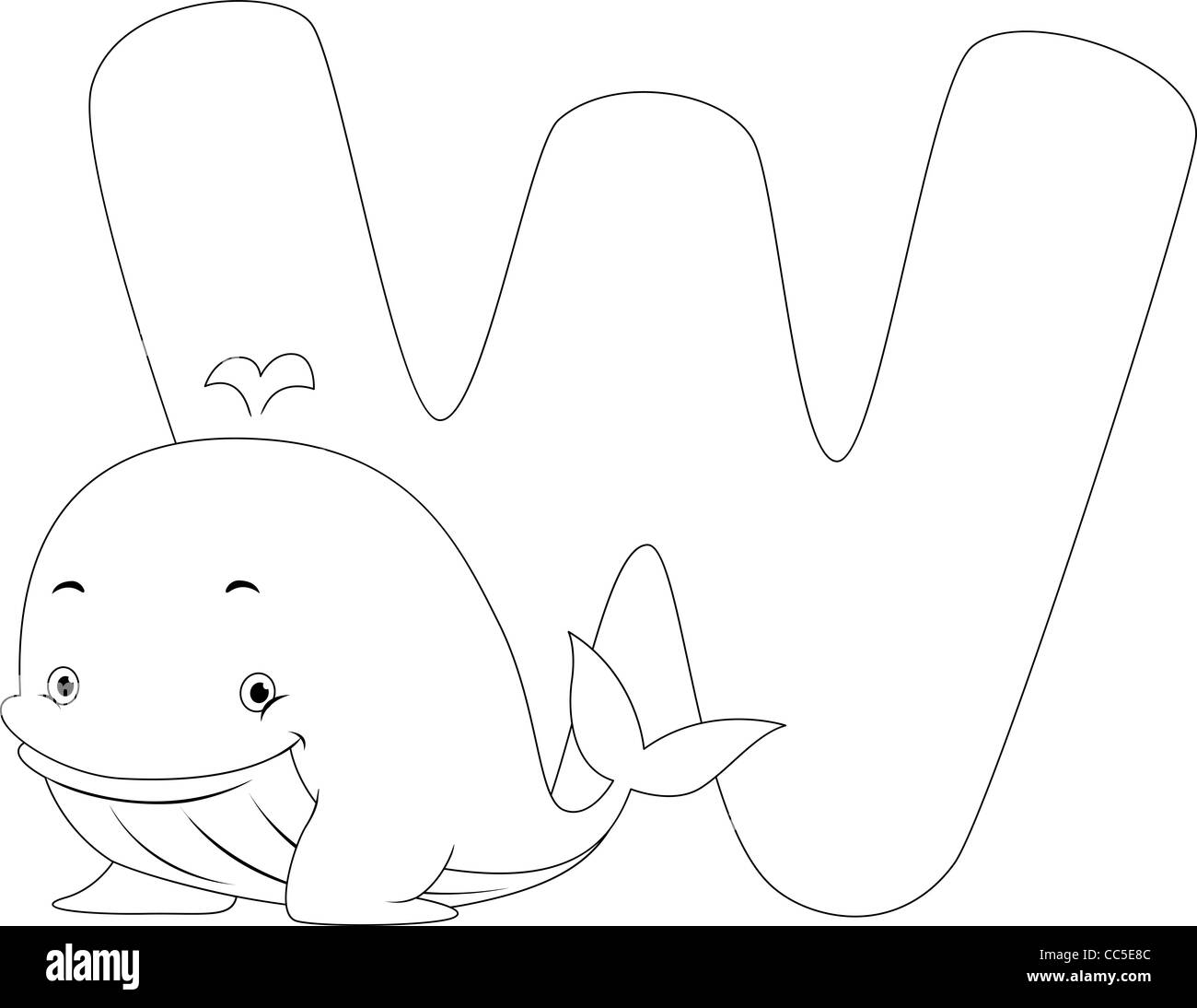 Coloring Page Illustration Featuring a Whale Stock Photo - Alamy