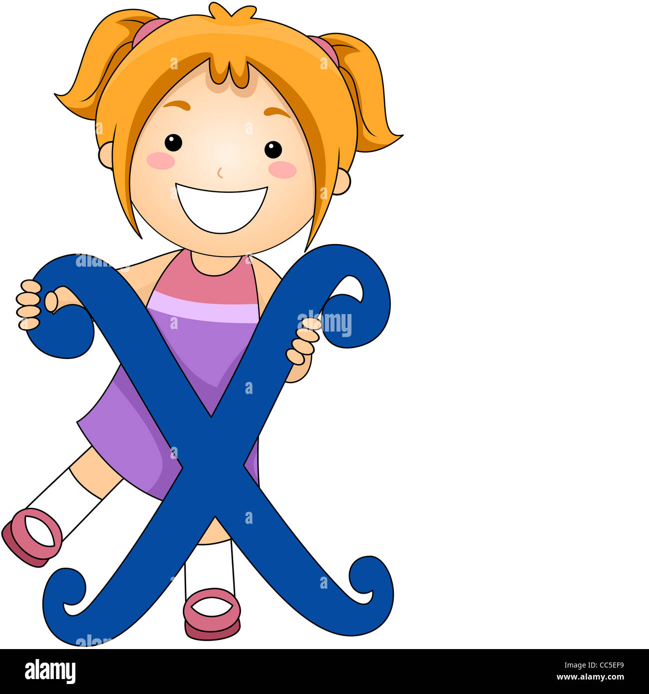 Illustration of a Kid Standing Behind a Letter X Stock Photo - Alamy