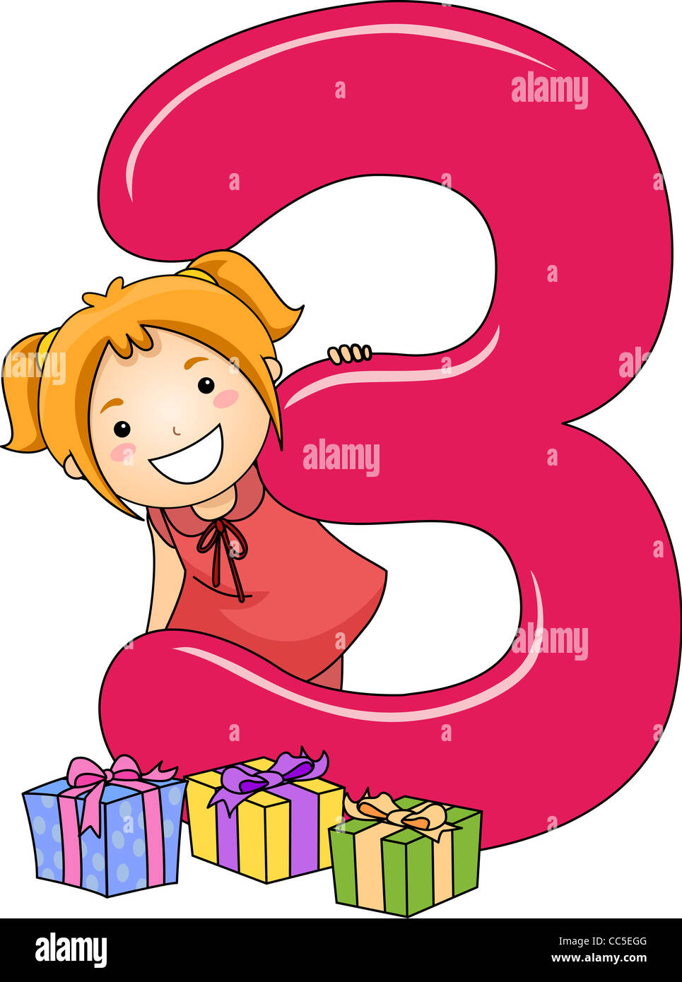 Illustration of a Kid Checking Out Gifts Stock Photo - Alamy