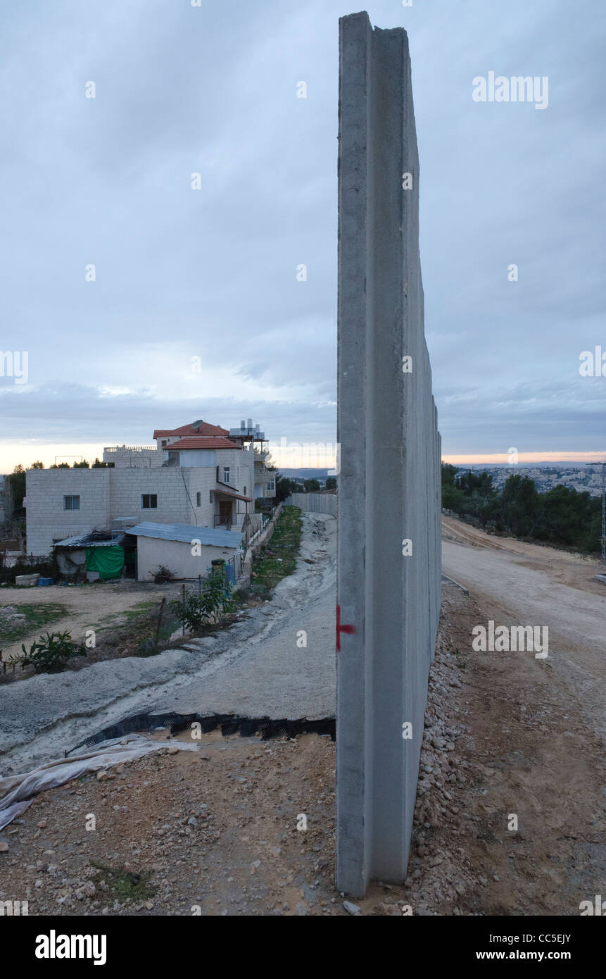Construction site of the separation wall in Wallageh near jerusalem ...