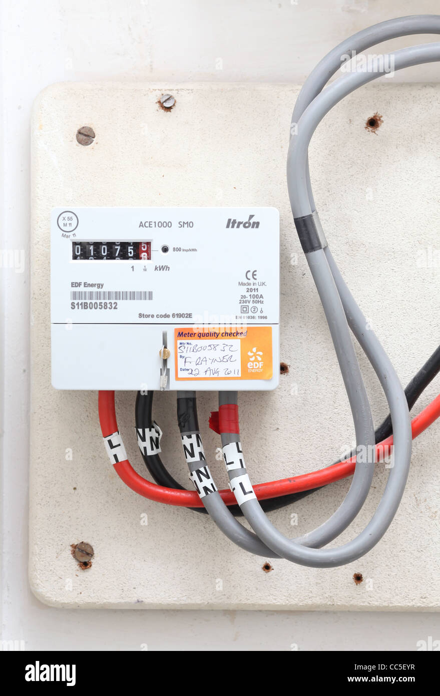 Close up of a domestic electrical meter and wires. Picture by Jamie ...