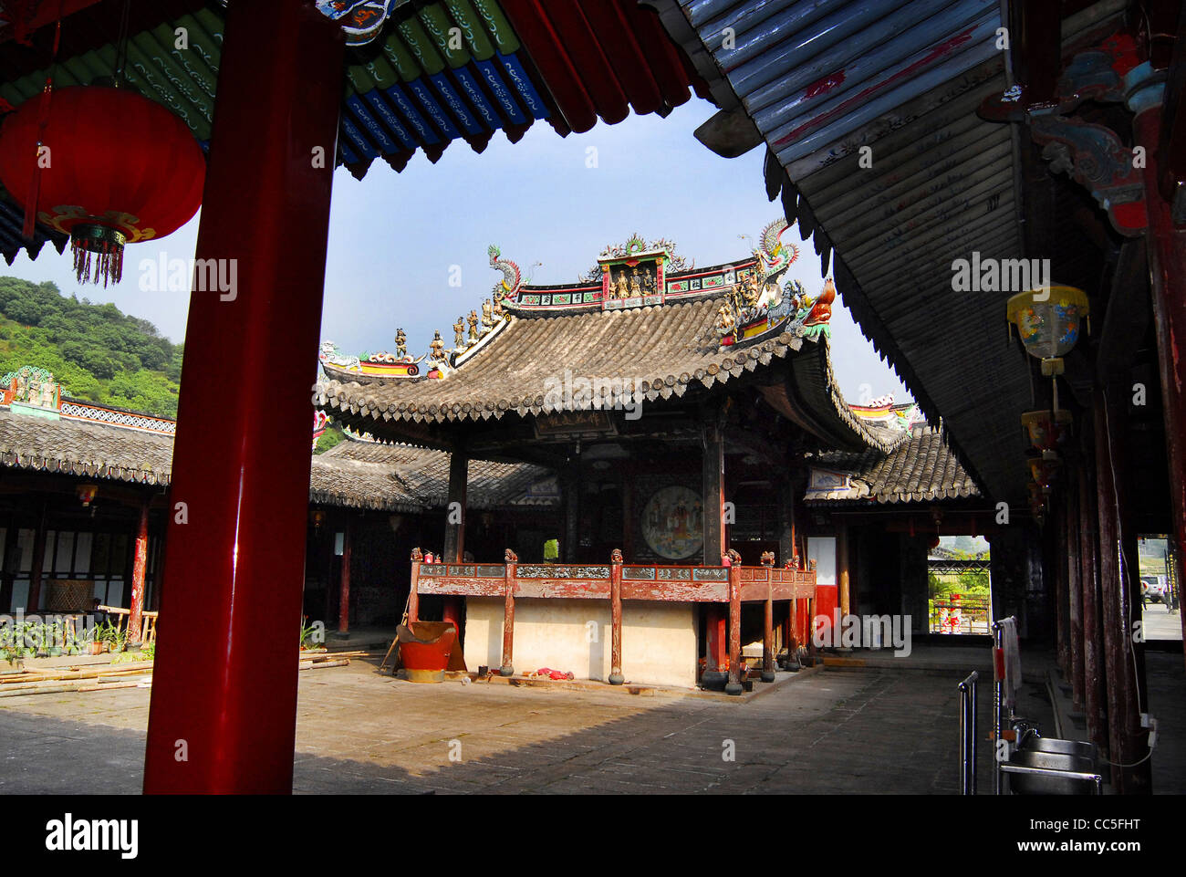 Ancient stage in the Zhongxun Temple, Wenzhou, Zhejiang , China Stock ...
