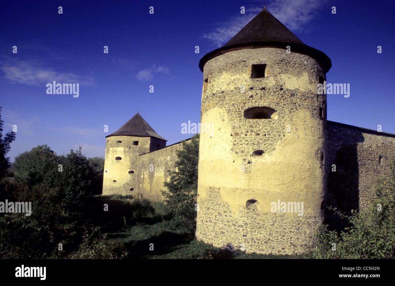 Ruins of medieval castle (fortified abbey) Bzovik, Krupinska planina ...