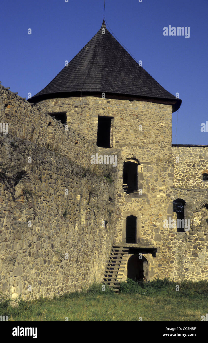 Ruins of medieval castle (fortified abbey) Bzovik, Krupinska planina ...