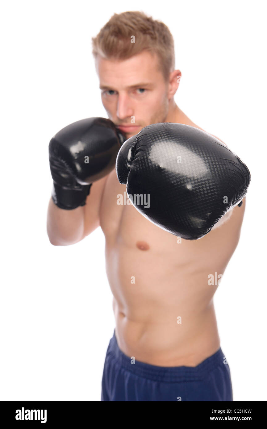 Full isolated studio picture from a young boxer Stock Photo - Alamy