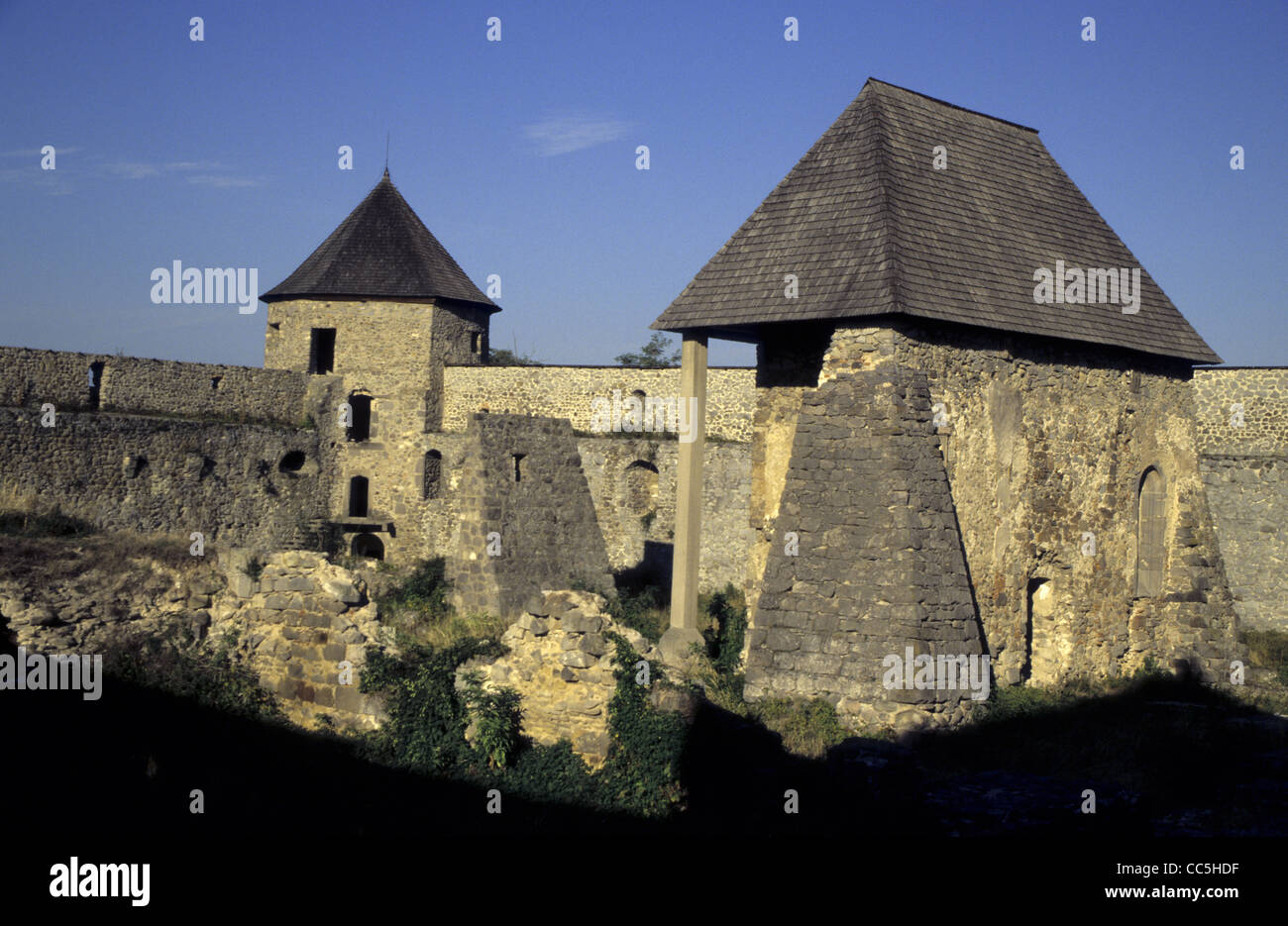 Ruins of medieval castle (fortified abbey) Bzovik, Krupinska planina ...