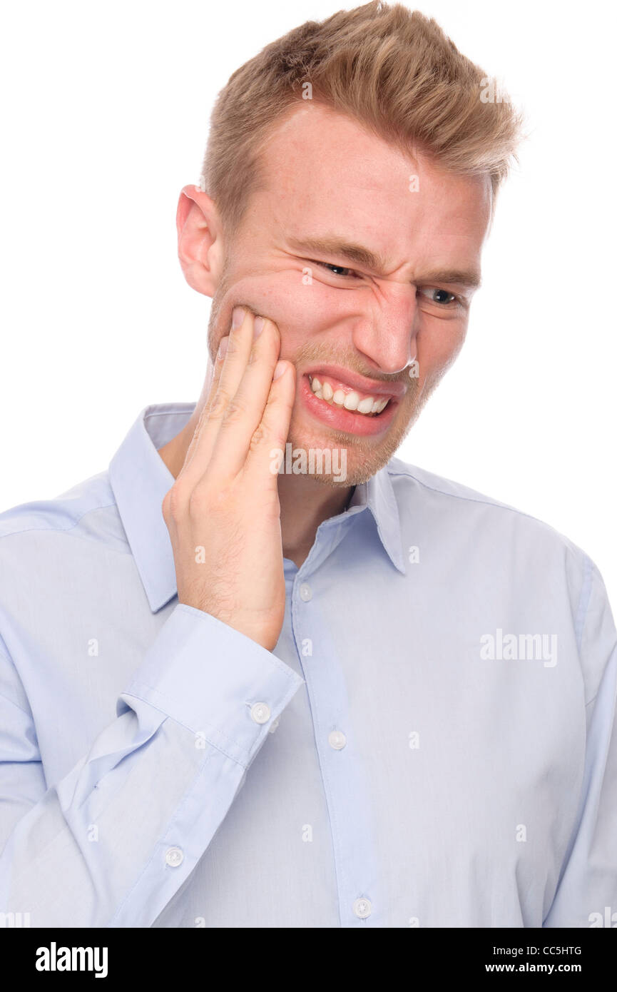 Full isolated portrait of a young man with tooth ache Stock Photo - Alamy