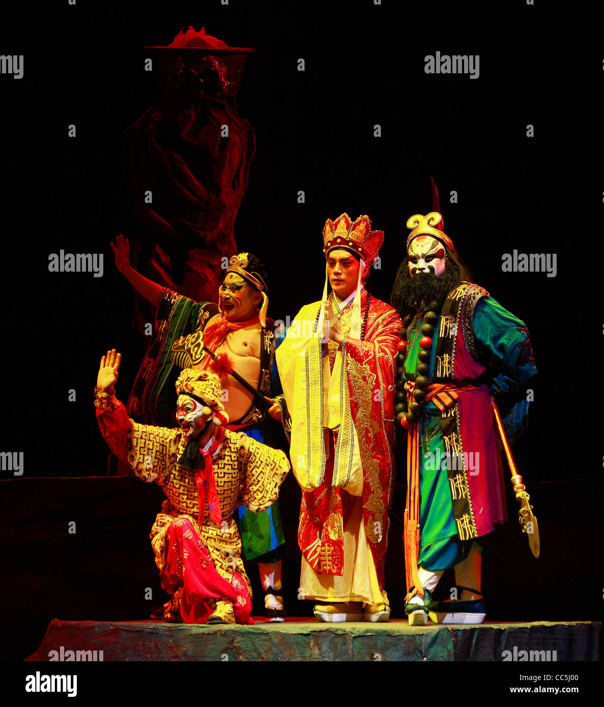 Peking opera actors performing a scene of the Journey to the West ...
