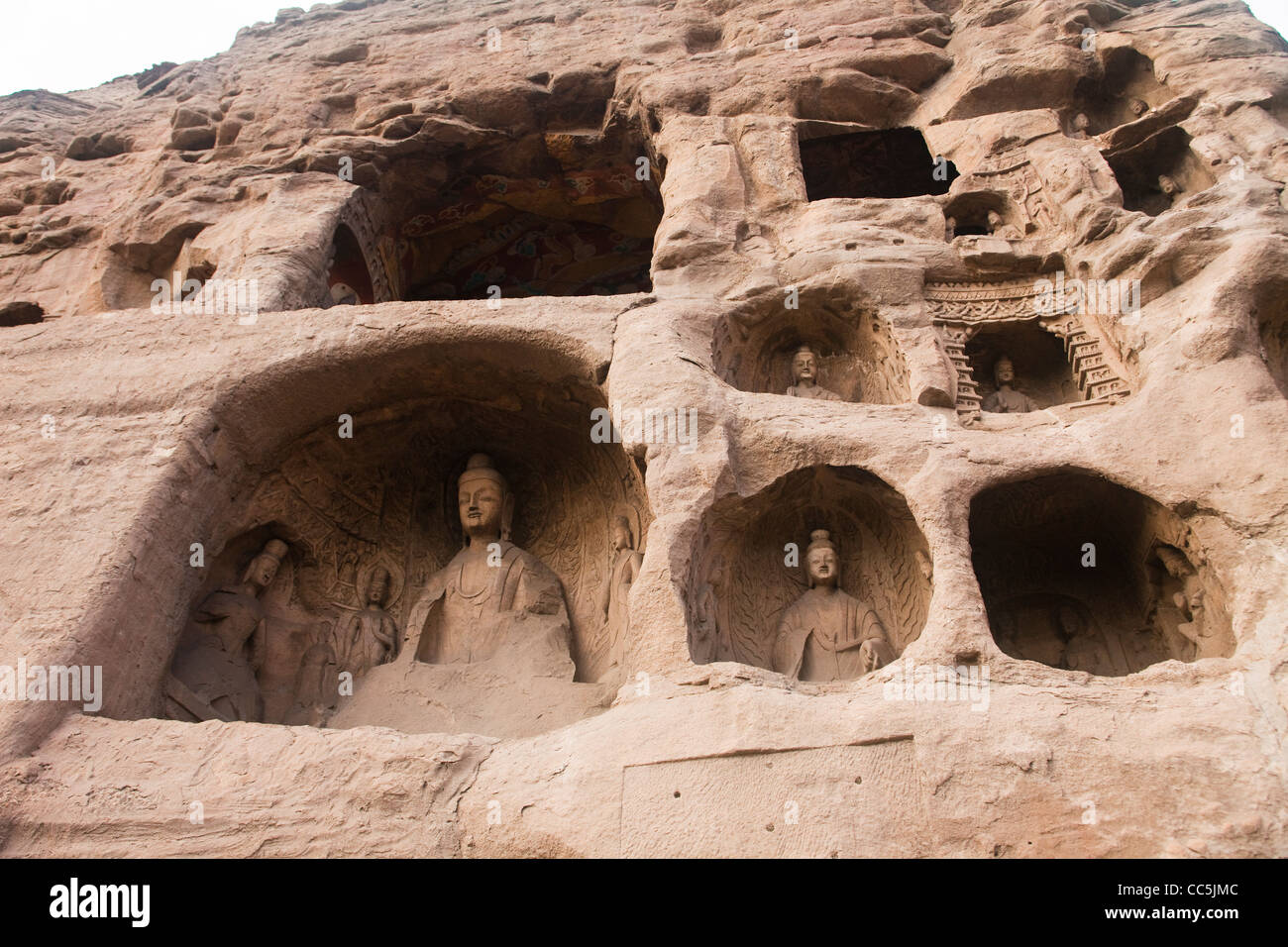 Caves with Buddha statues, Yungang Grottoes, Datong, Shanxi , China ...