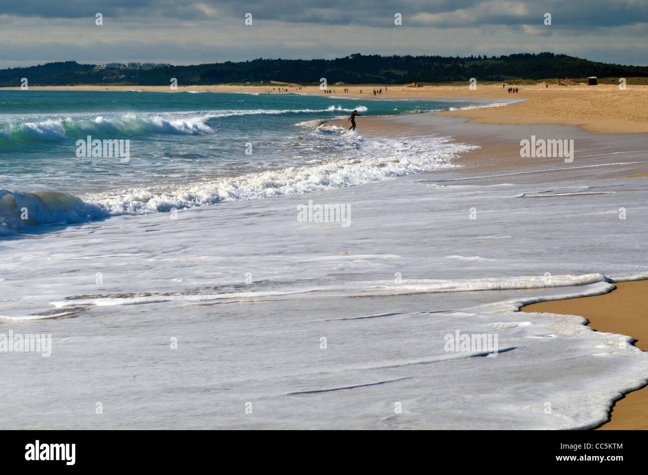 Portugal, Algarve: Wide sand beach Praia do Alvor in Alvor Stock Photo ...
