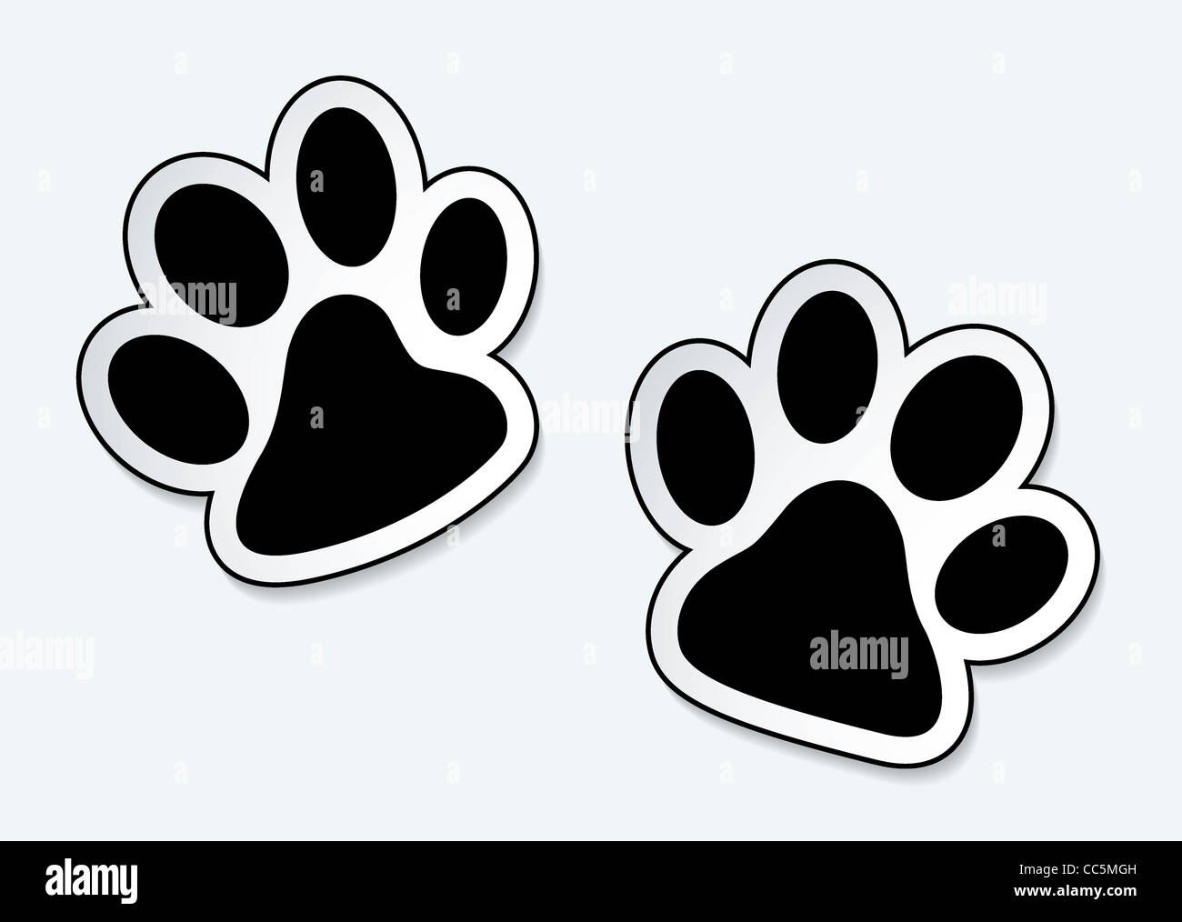 Animal paw prints icons with shadow effect Stock Photo - Alamy