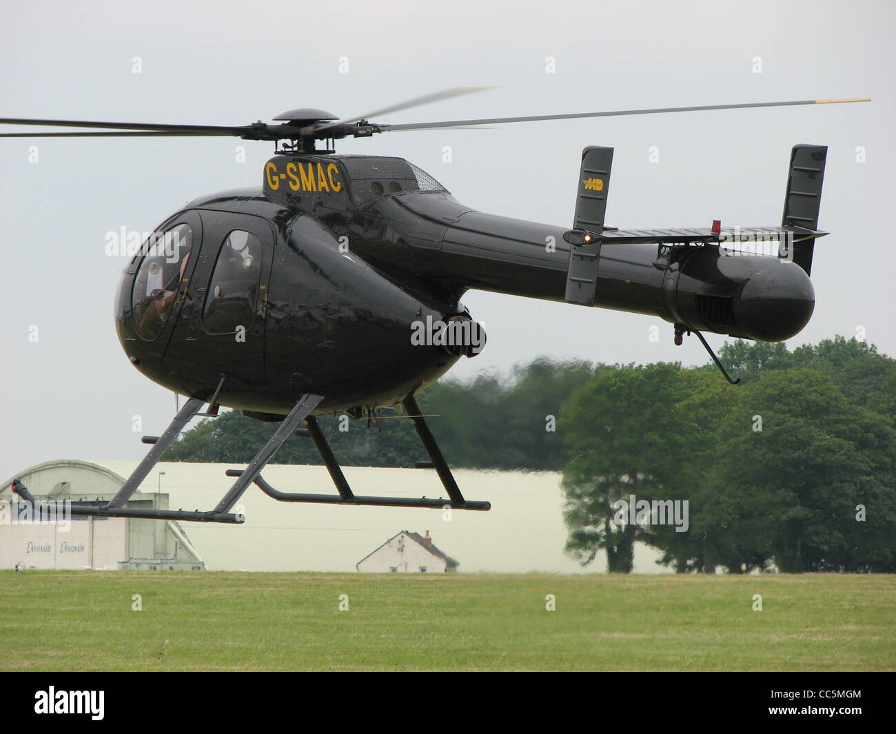 The MD500N (G-SMAC) helicopter, built in 1992, is shown at Kemble ...