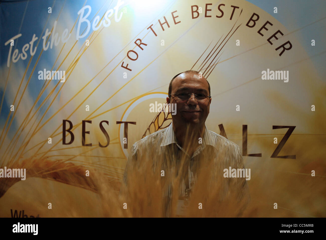 An Israeli beer salesman posing at the 'Beer Festival 2012' in Tel Aviv ...