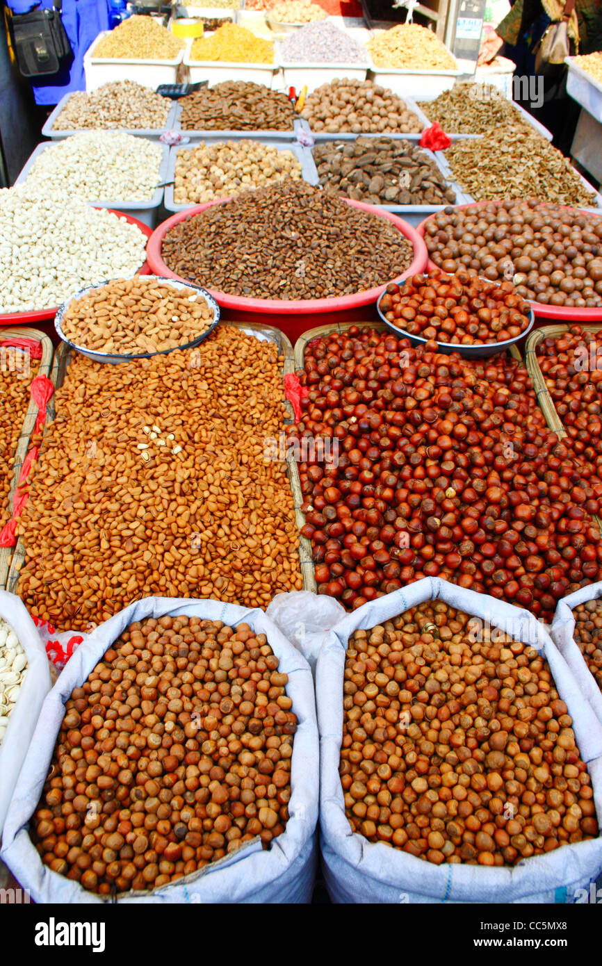 Stall selling nuts, Changchun, Jilin , China Stock Photo - Alamy