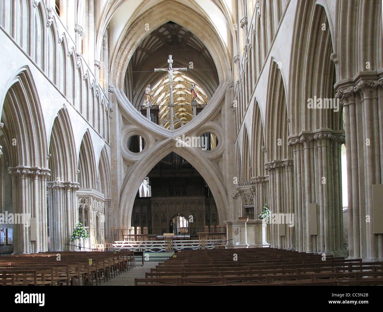 Wells Cathedral, located in Wells, Somerset, England, is a gothic ...