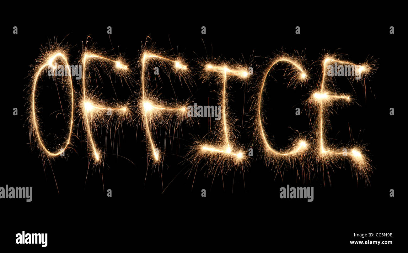 Word office written sparkler Stock Photo - Alamy