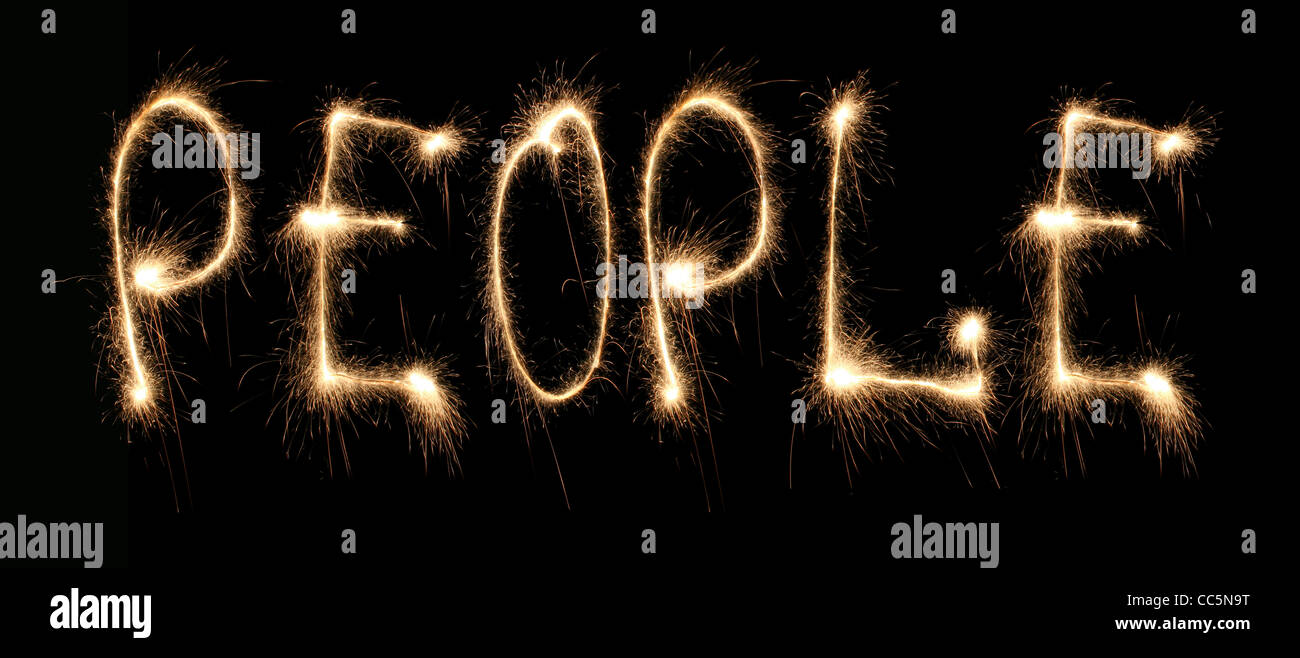 Word people written sparkler Stock Photo - Alamy