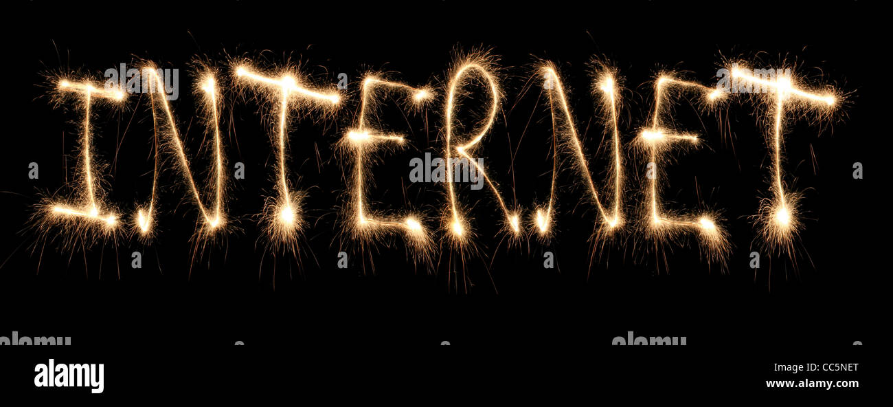 Word internet written sparkler Stock Photo - Alamy
