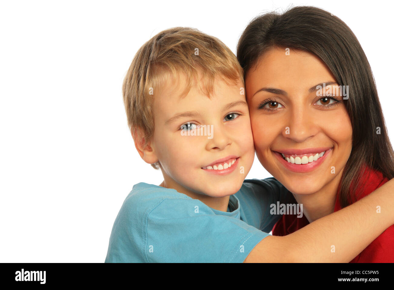 Boy cuddle woman. Close-up Stock Photo - Alamy
