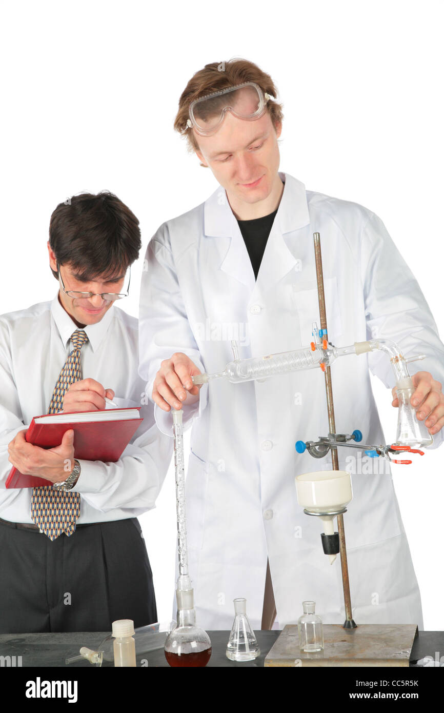 Two chemists do experiment Stock Photo - Alamy