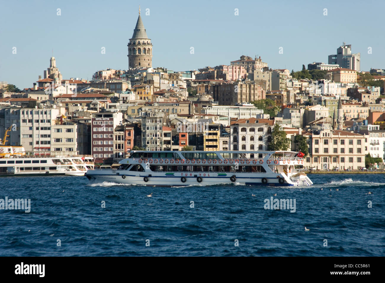 Beyoglu district of Istanbul from the Sultanahmet district shoreline in ...