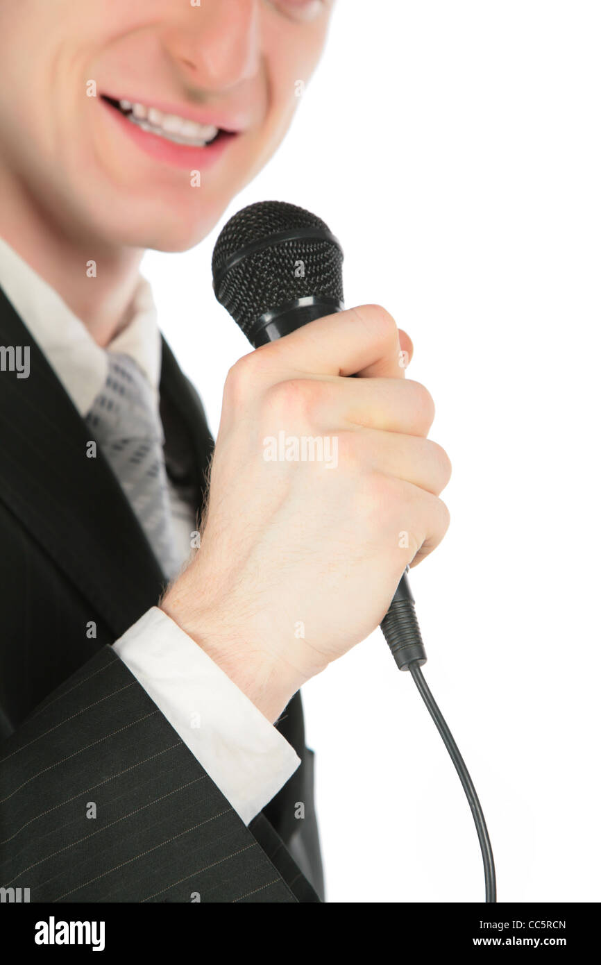 Man with microphone Stock Photo - Alamy