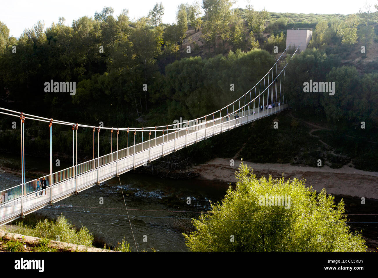Bridge over Yuxi River, Red Stone Gorge, Yulin, Shaanxi , China Stock ...