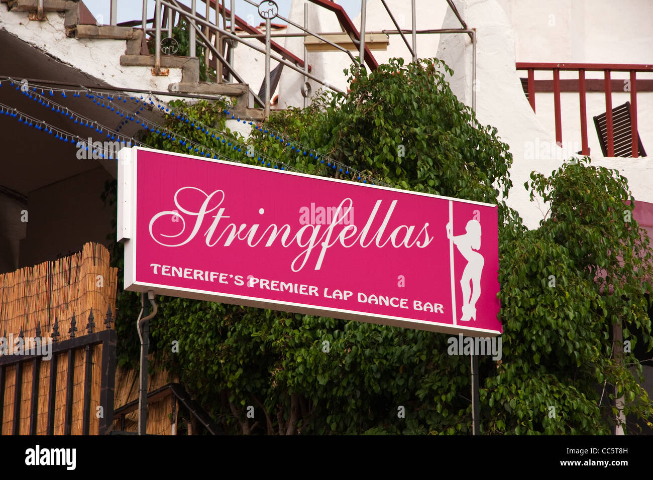 Sign outside Stringfellas Lap Dancing Bar Stock Photo - Alamy