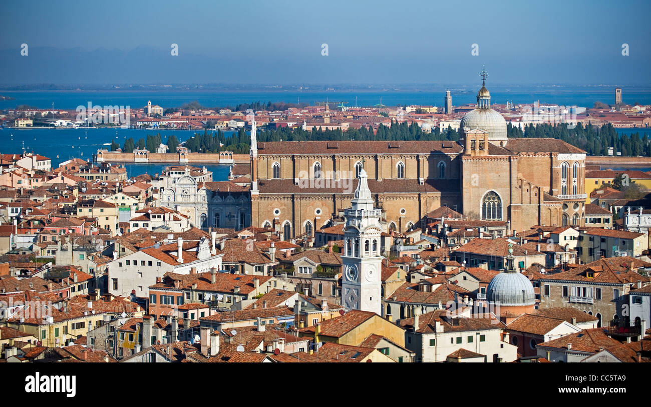 Aerial View of the Castello District of Venice, with the Campanile of ...