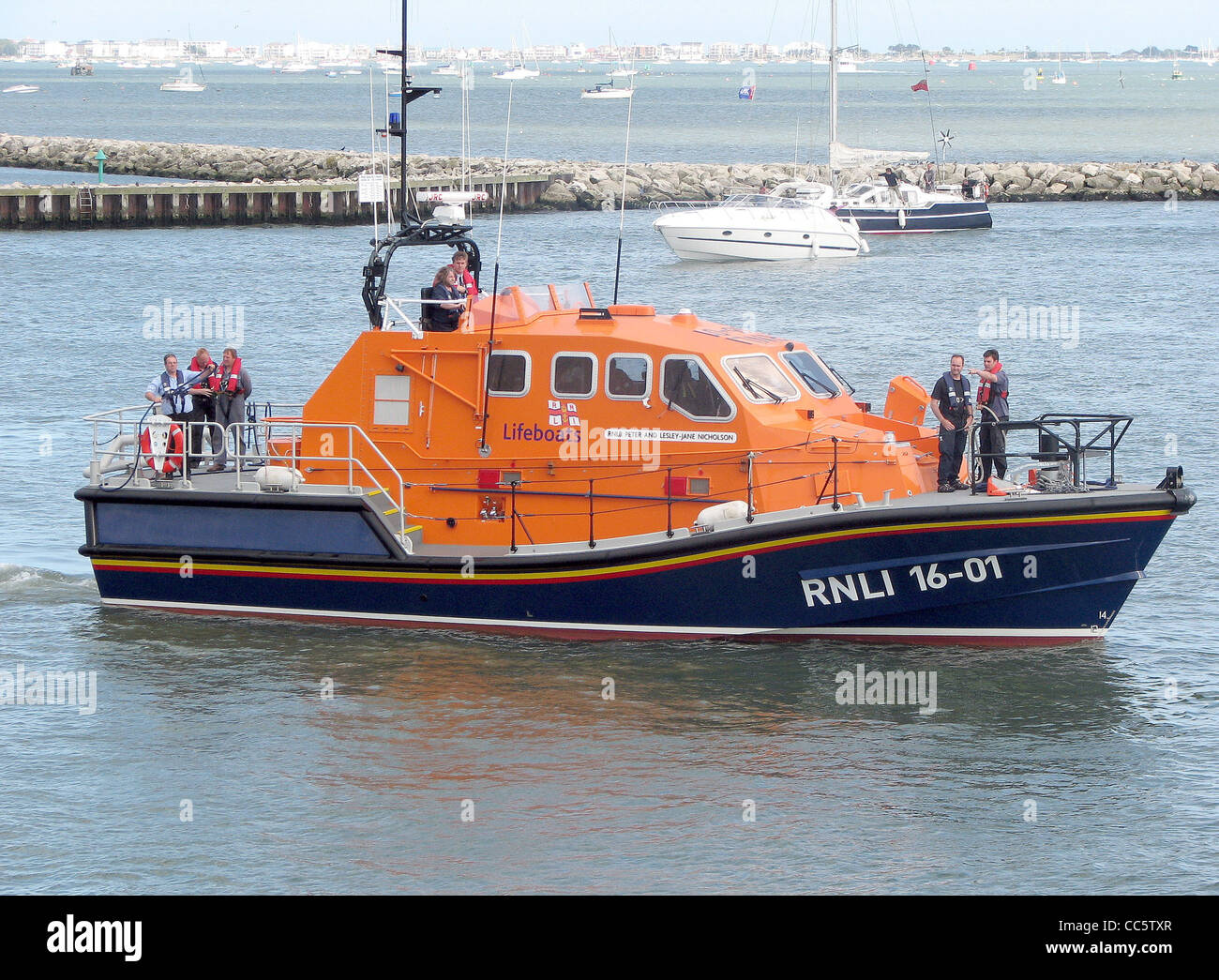 The Tamar class lifeboat, measuring 16 meters in length, is stationed ...