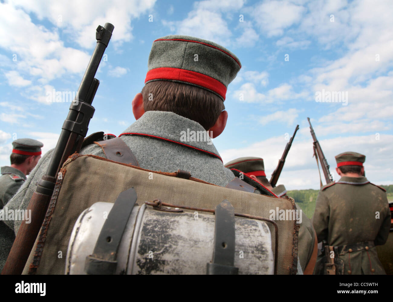Behind soldiers in show from first world war Stock Photo - Alamy