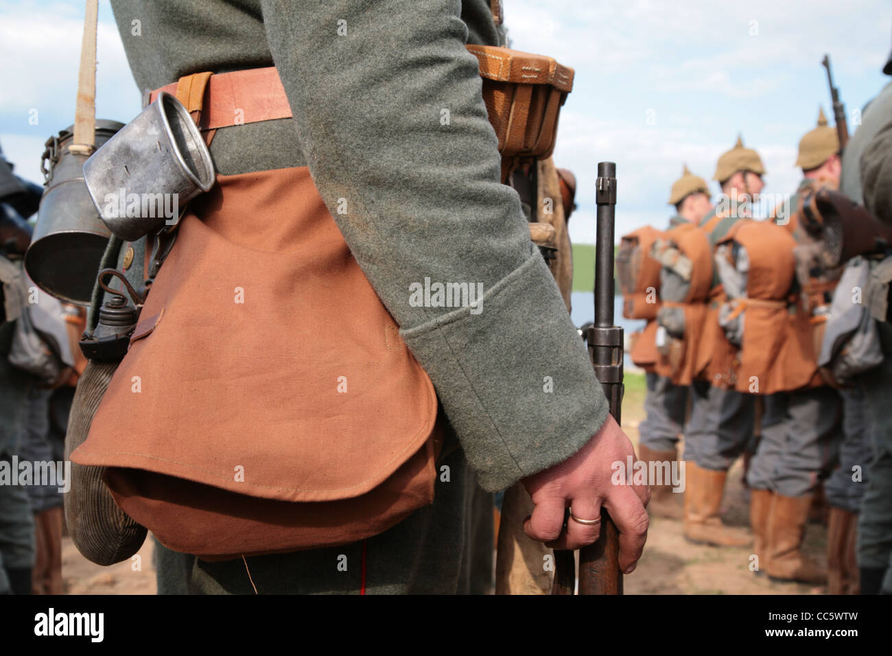 Formation of soldiers in show from first world war Stock Photo - Alamy