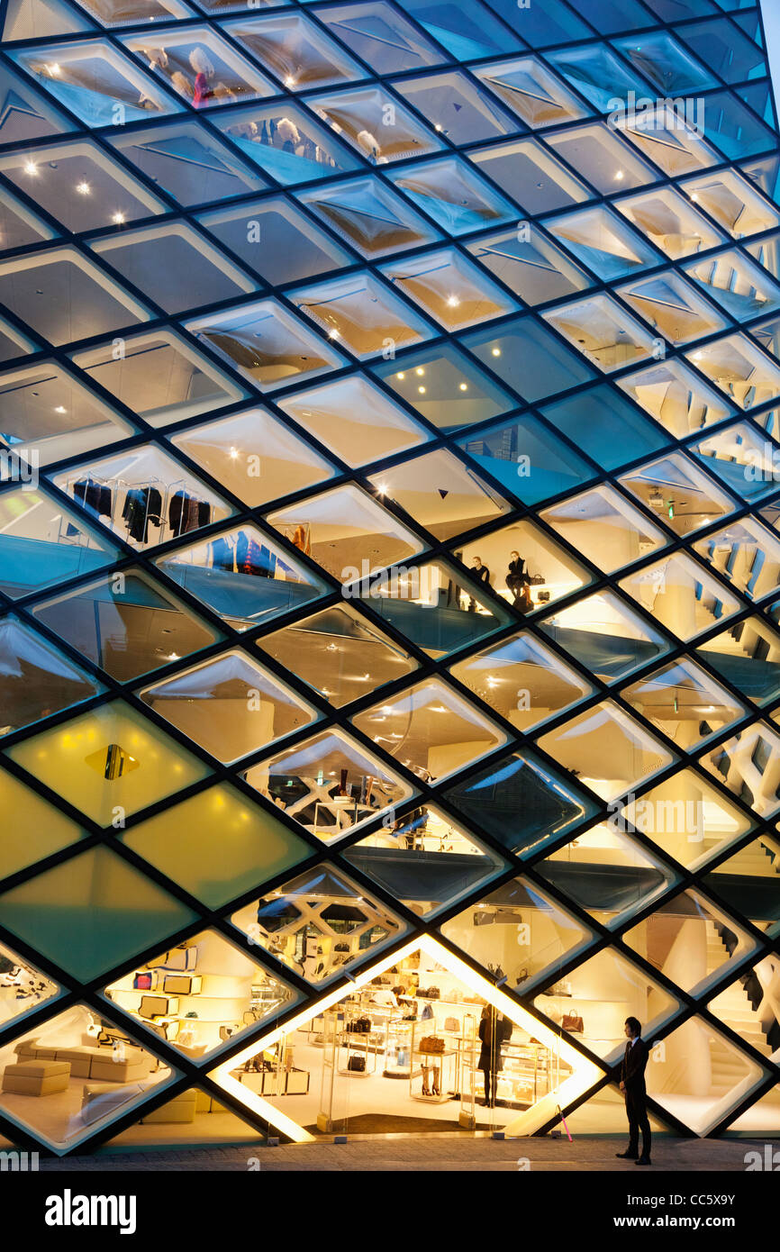 Japan, Tokyo, Aoyama, Prada Store, Architect Herzog & De Meuron Stock ...
