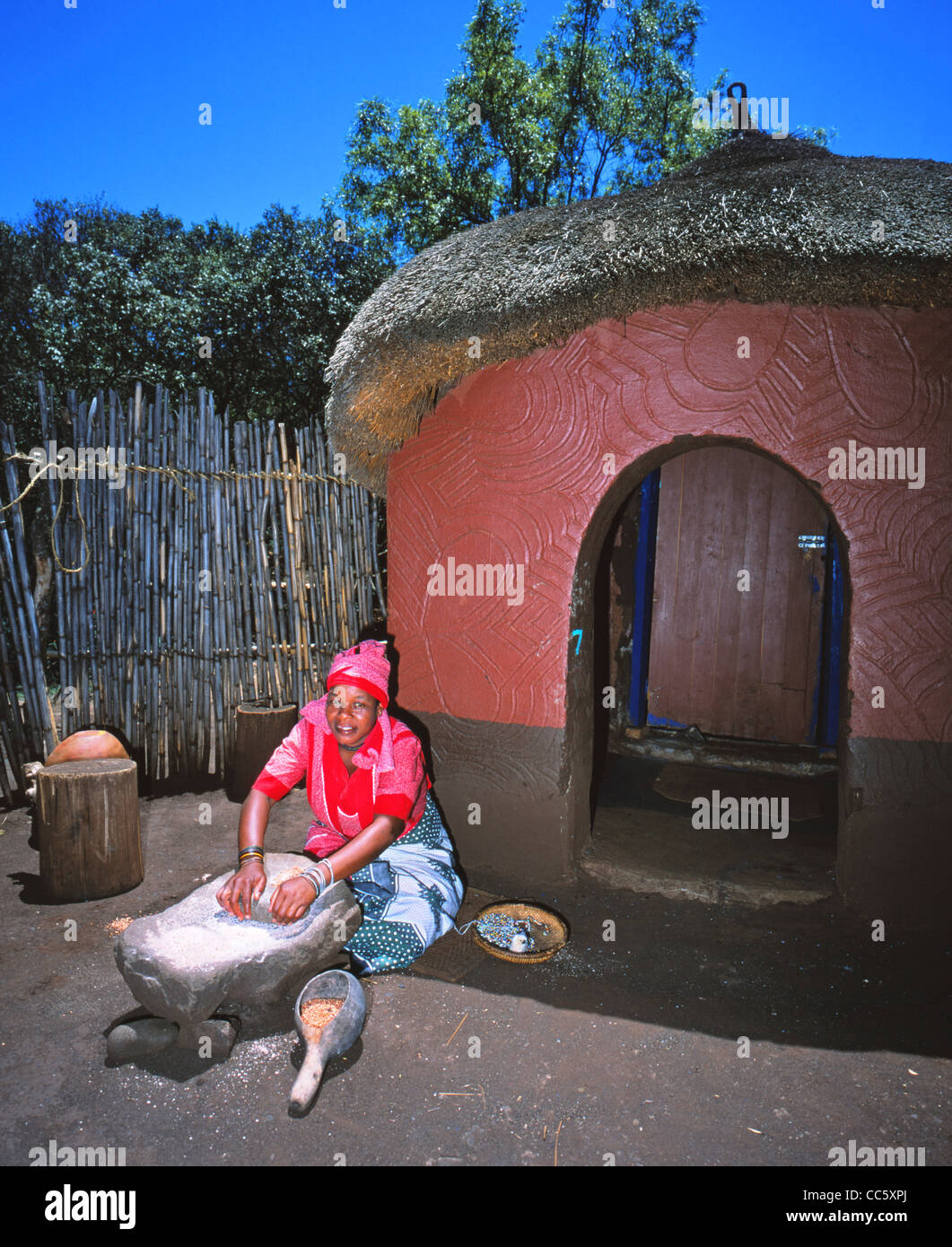 Basotho Woman & Traditional House, South Africa Stock Photo - Alamy
