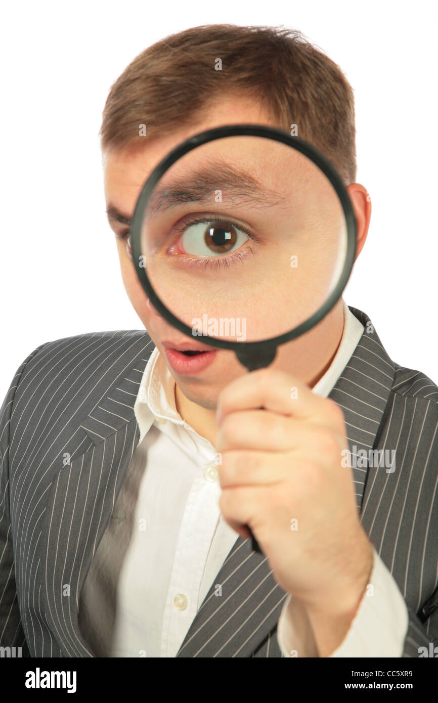 businessman with magnifying glass Stock Photo - Alamy