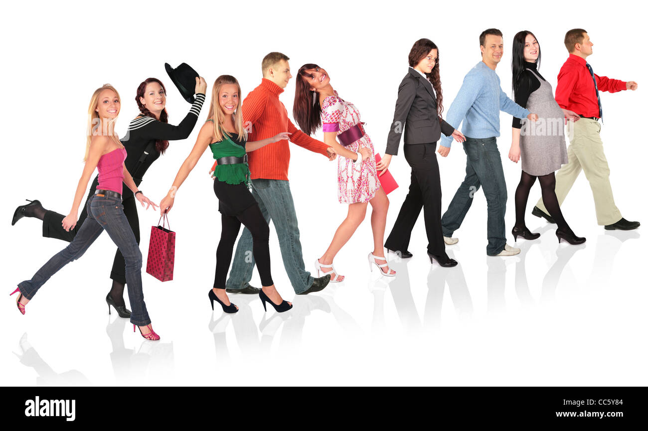walking people collage Stock Photo - Alamy