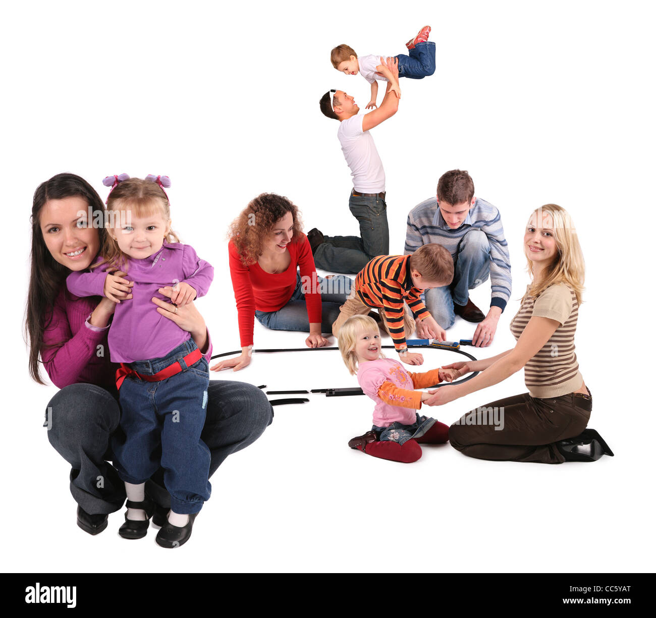 happy playing families Stock Photo - Alamy