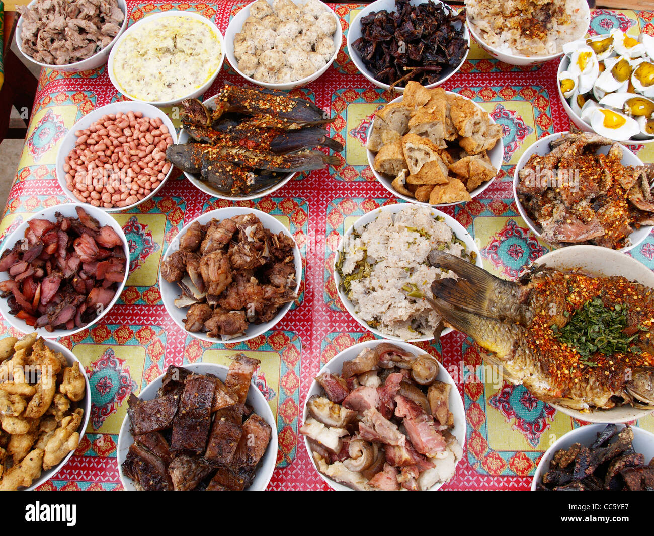 Food of Long Street Banquet, Yuanyang, Honghe, Yunnan , China Stock ...