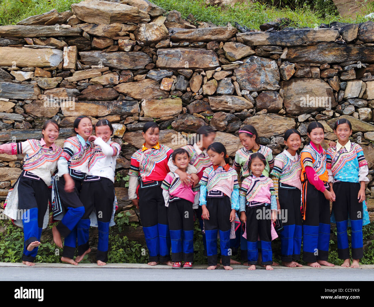 Hani girls in traditional costume, Yuanyang, Honghe, Yunnan , China ...
