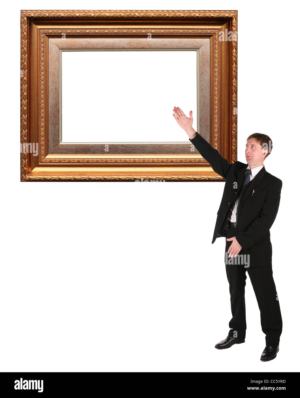 businessman shows on Picture frame baget collage Stock Photo - Alamy