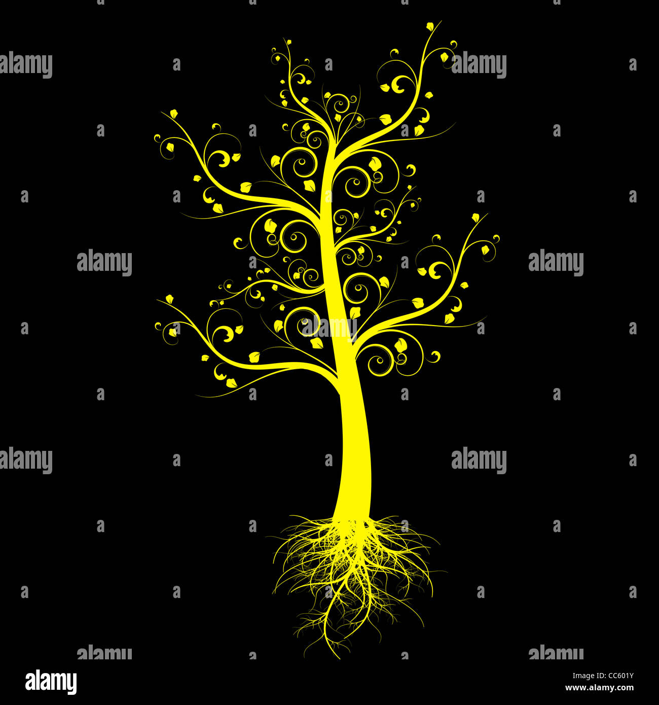 Beautiful art tree isolated on black background Stock Photo - Alamy