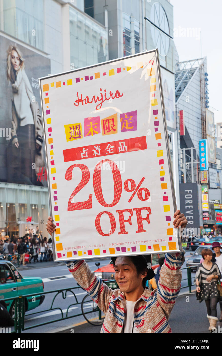 Japan, Tokyo, Harajuku, Discount Shopping Advertising Boards Stock ...