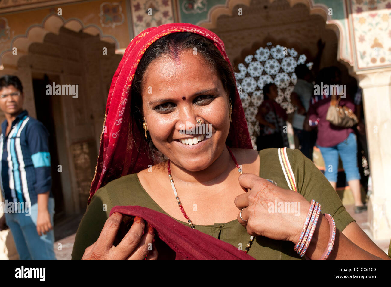 Indian woman, Amber Fort Palace, Jaipur, Rajasthan, India Stock Photo ...