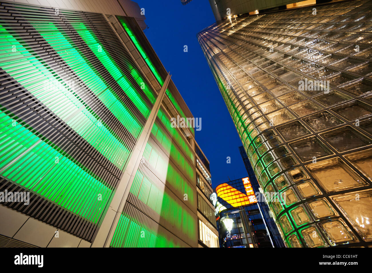 Japan, Tokyo, Ginza, Maison Hermes Store and Sony Building Stock Photo ...