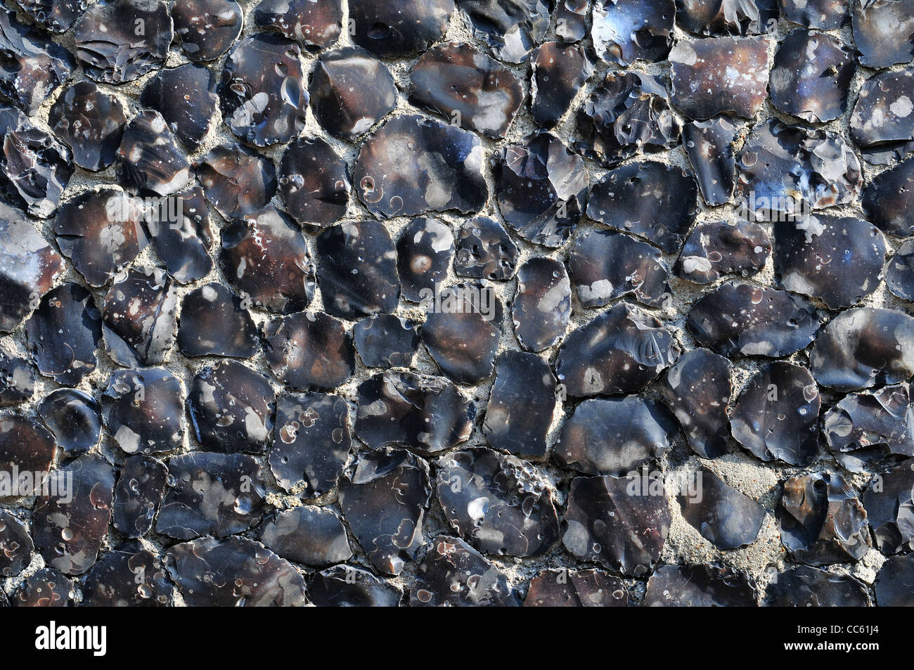 Flint nodules used as a decorative wall material in a Norfolk church ...
